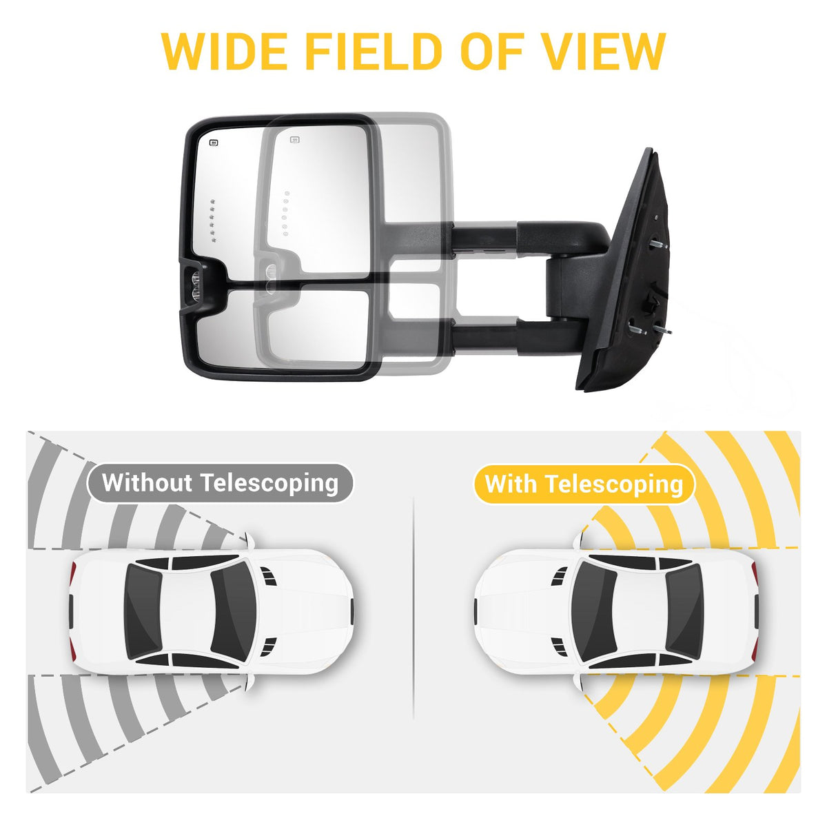Extendable Telescopic Towing Mirrors for Silverado Suburban Tahoe Aval